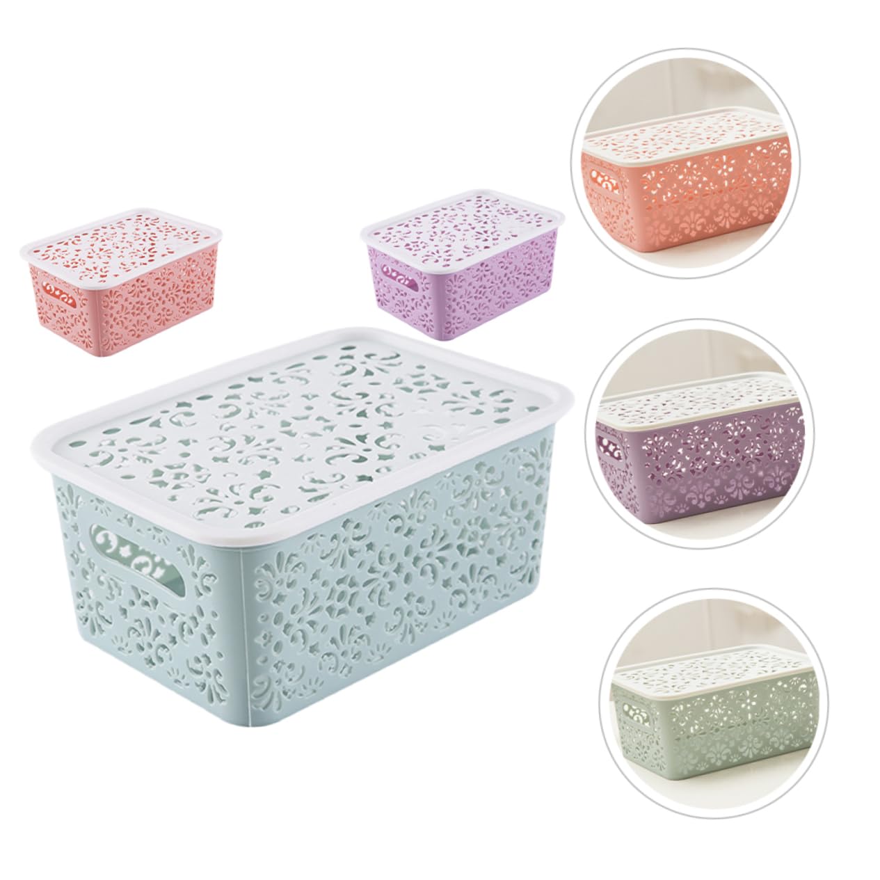 MAGICLULU 3pcs Desktop Storage Box Small Plastic Containers with Lids Storage Boxes with Lids Plastic Storage Bin Plastic Containers with Lids for Storage Plastic Storage Boxes Plastic Boxes