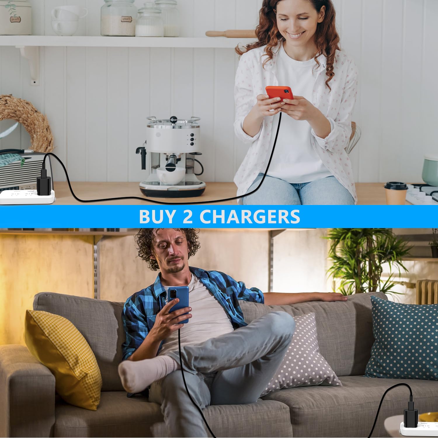 FGUIME Type C Super Fast Charger 10FT for Samsung s24 s23 s22 s21, PD 25W USB C Wall Charge Fast Charging Block with USB C to C Cable for Samsung Galaxy S24/S23/S22/S21/S20 Ultra Plus -2Pack Black