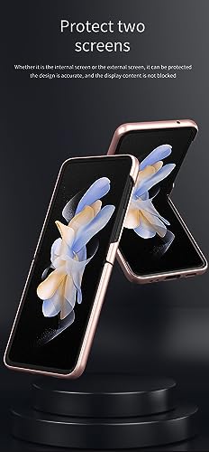 YJZSKRXFAK Case for Samsung Galaxy Z Flip5 5G 2023, Ultra Thin Slim Fit Elegant Business Smooth Cover Protective Cover Case for Galaxy Z Flip 5-Rose Gold