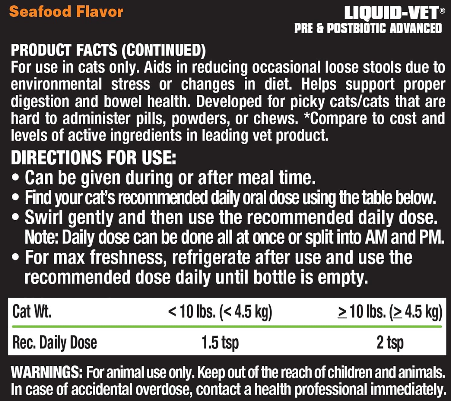 Liquid Vet Feline Pre & Postbiotic Supplement - Advanced Digestive Support for Cats with Premium Gravy Formula for Optimal Gut Health and Wellbeing - 8 oz Seafood