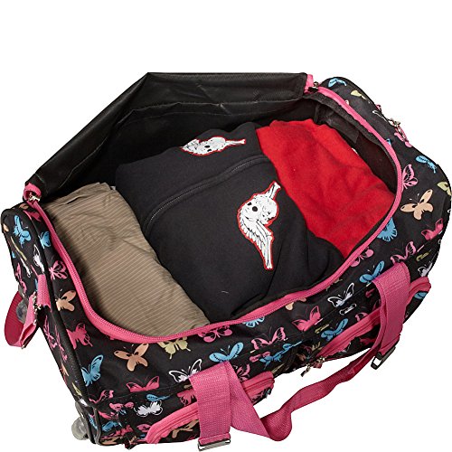 Rockland Rolling Duffel Bag, Pink Bandana, 22-Inch