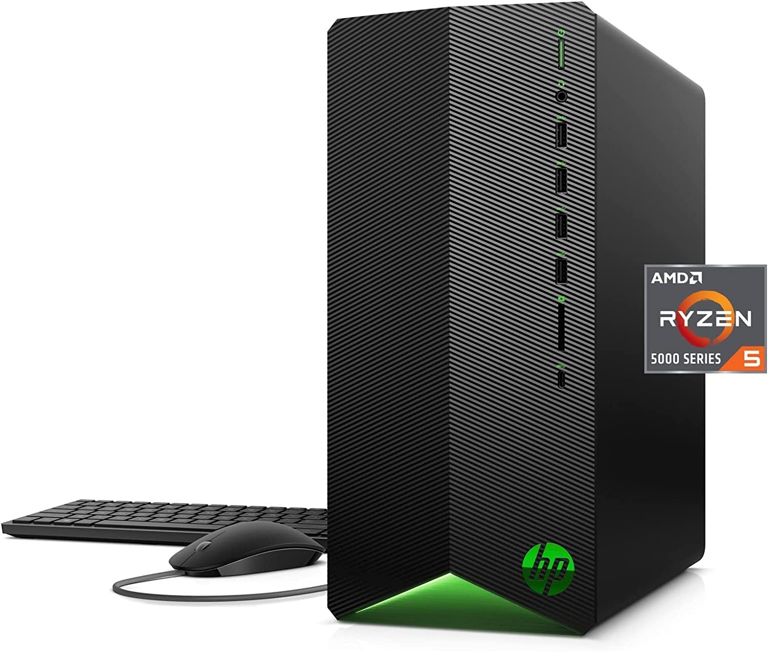 HP 2022 Newest Pavilion Gaming Desktop PC, AMD Ryzen 5 5600G (Beat i5-12400F), AMD Radeon RX5500, 32GB RAM, 1 TB SSD, Wired Mouse and Keyboard, Bundle with Cefesfy