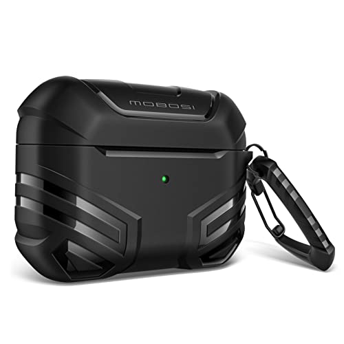 MOBOSI for AirPods Pro 2 Case 2022, Full-Body Shockproof AirPods Pro 2nd Generation Case with Keychain, Vanguard Armor Military Grade Hard Shell AirPod Pro 2 Case Cover for Men Women, Black