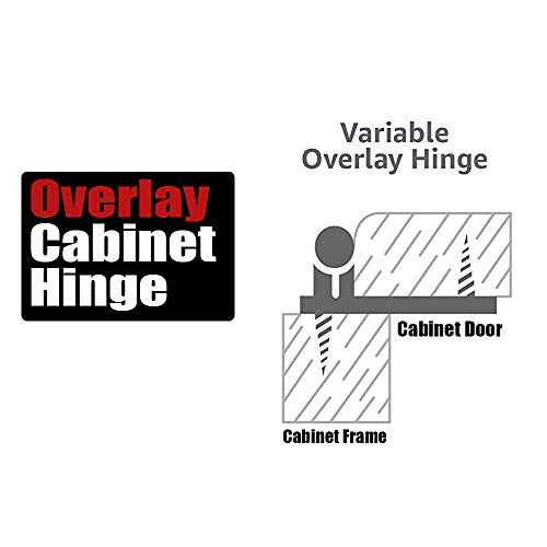 JQK 1/2 Inch Overlay Cabinet Door Hinges Black, 20 Pack 10 Pairs Flush Face Mount Cupboard Self-Closing Kitchen Cabinet Hinges with Door Bumper, CH200-BK-P20
