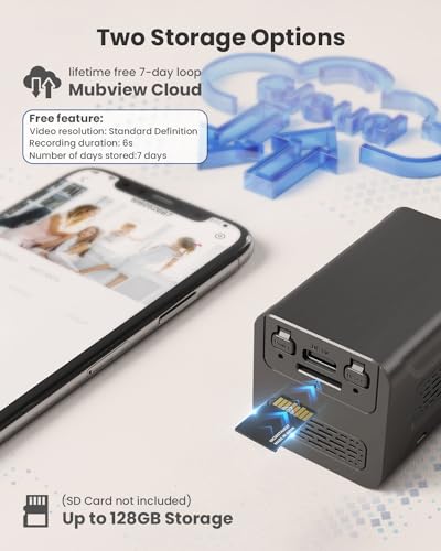 MUBVIEW Cameras for Home Security, Indoor Camera Wireless with Phone App, 1080P Battery Powered Camera, 30ft Night Vision, 2.4GHz, Human Detection, Siren and APP Alert, Two-Way Audio, Cloud/SD