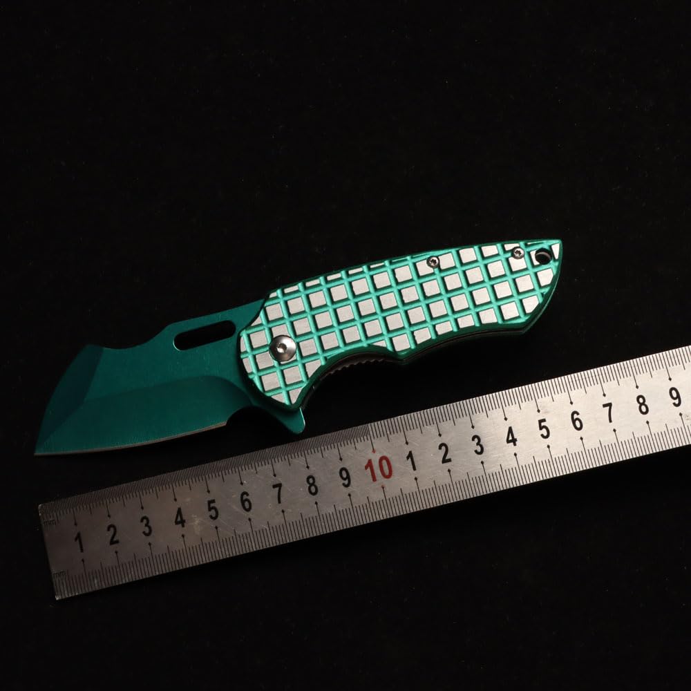MASALONG kni215 Ultra Mini Folding Pocket Knife D2 Blade, TC4 Titanium Handle folding knife (green)