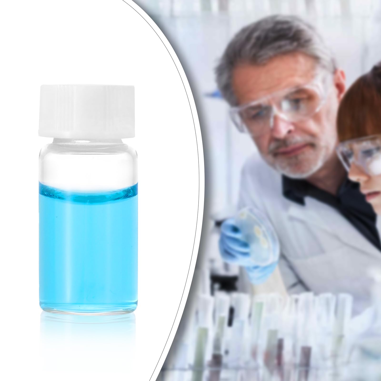 Njvial 50Pcs 5ml Small Glass Vials with White Lids Lab Sample Vials Empty Refillable Perfume Travel Mini Glass Bottles with Screw Caps for Essential Oils