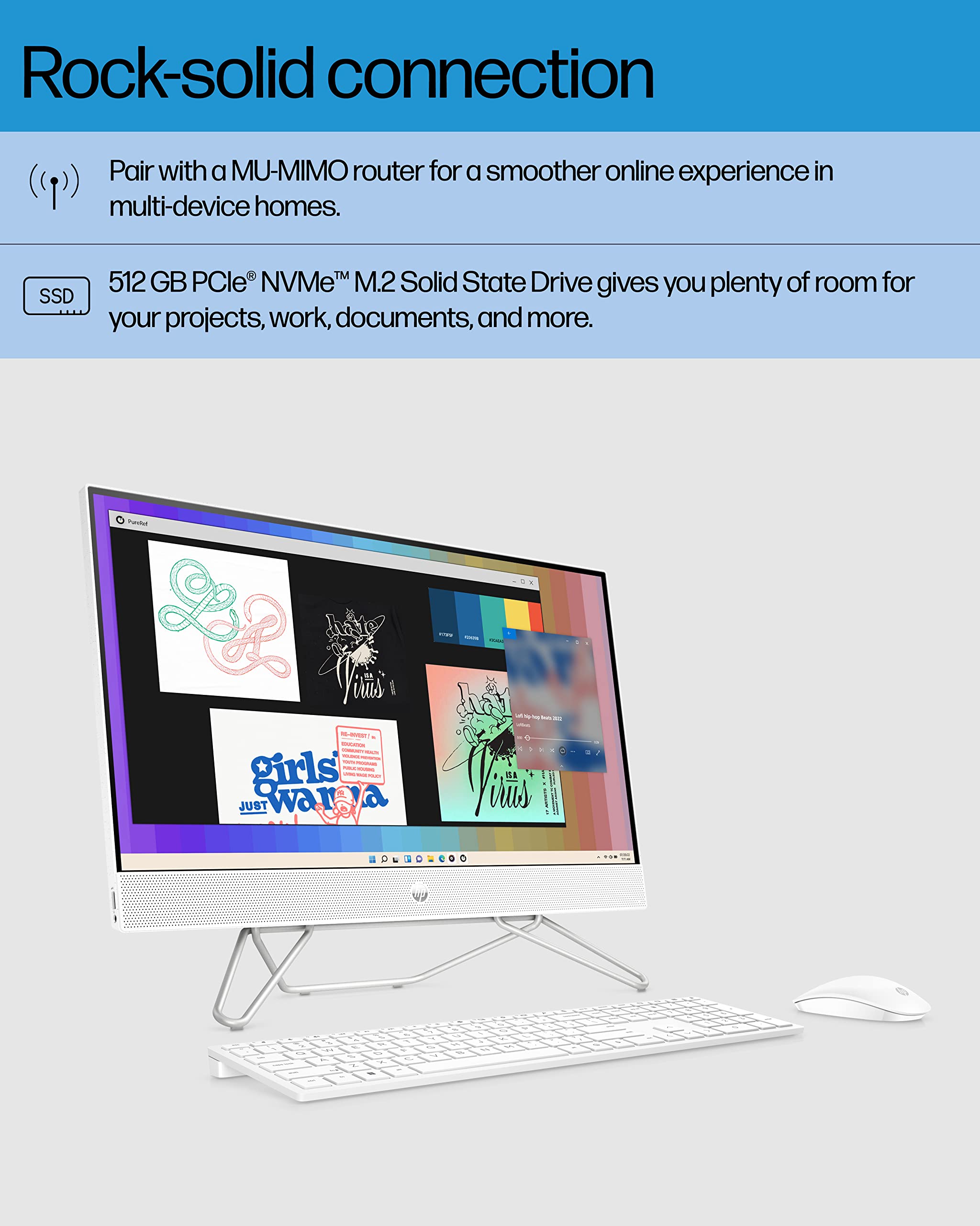 HP All-in-One Bundle PC, 23.8" FHD Touchscreen Display, Intel Core i5-1235U 8GB RAM 512GB SSD Windows 11 Home OS(24-cb1170, 2022)(Renewed)