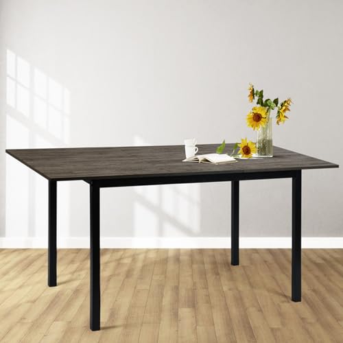FurnitureR 63-Inch Dining, Large Extendable Kitchen, Solid Wood Rectangular Farmhouse Table, Grey