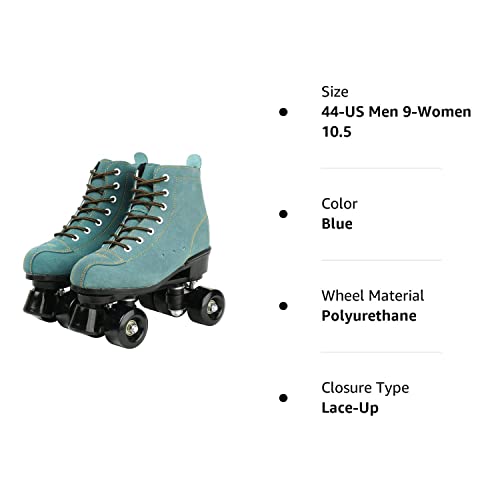 XUDREZ Cowhide Roller Skates for Women and Men High-Top Shoes Double-Row Design,Adjustable Classic Premium Roller Skates (Blue,7)