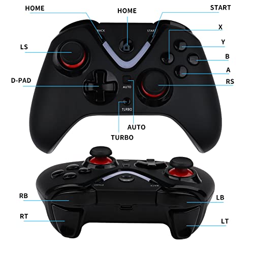 ROTOMOON Wireless Game Controller with LED Lighting Compatible with Xbox One S/X, Xbox Series S/X Gaming Gamepad, Remote Joypad with 2.4G Wireless Adapter Perfect for FPS Games (Black)
