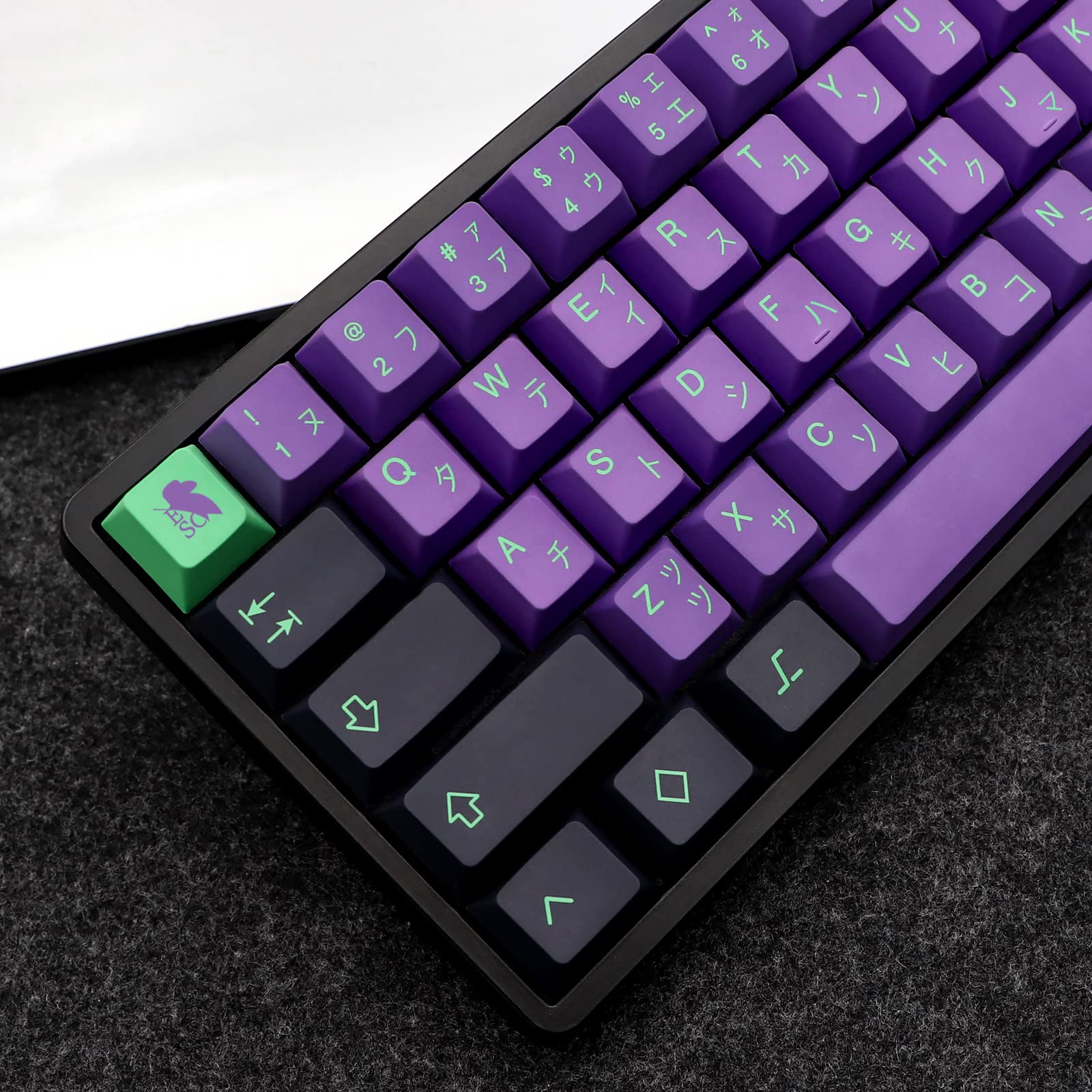 JSJT Japanese Keycap EVA-01 PBT Keycap 146 Keys Mecha Keycap Cherry Profile Dye Sublimation Evangelion Keycap Set for Cherry MX Switch Logitech G610 Corsair Strafe K70 Mechanical Gaming Keyboard