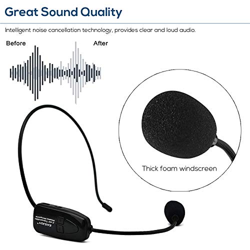 EASJOY Wireless Microphone Headset, 2.4G Wireless Mic Headset and Handheld 2 in 1 Mics, 160 ft Range for Voice Amplifier, PA System, Teacher, Tour Guides, Fitness (Not Supported Phone/Mac/Laptop