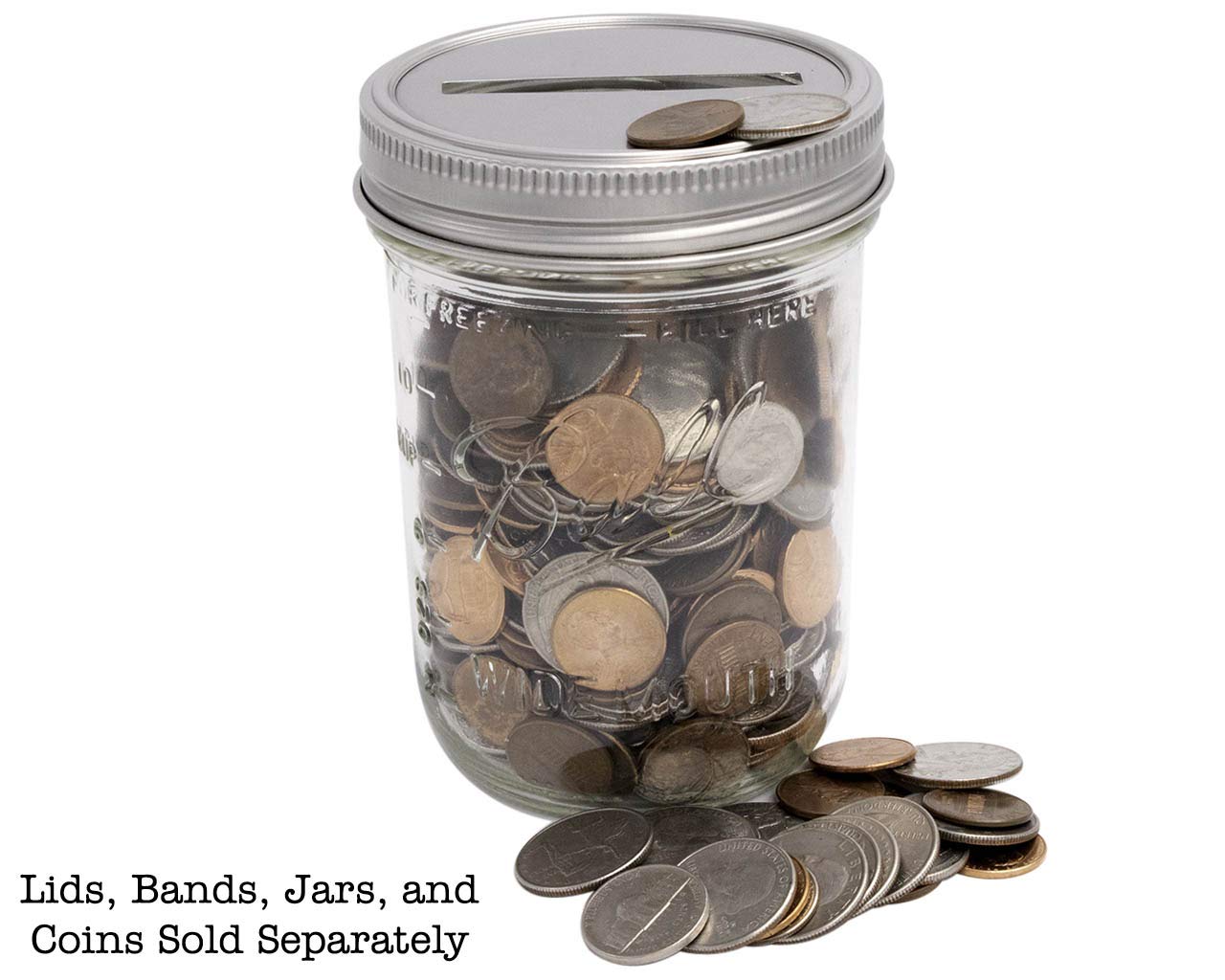 Stainless Steel Coin Slot Bank Lid Inserts for Mason, Ball, Canning Jars (10 Pack, Wide Mouth)