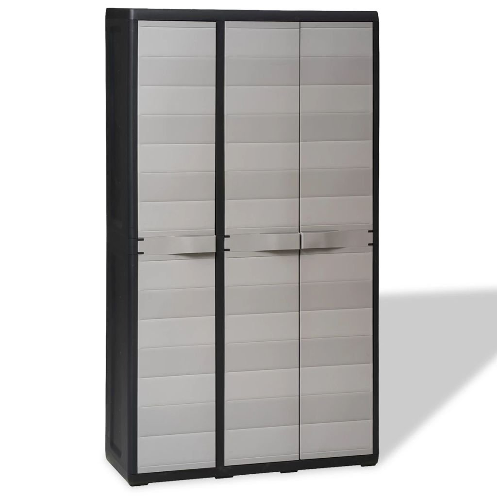 Festnight Garden Storage Cabinet with 4 Shelves Black and Gray