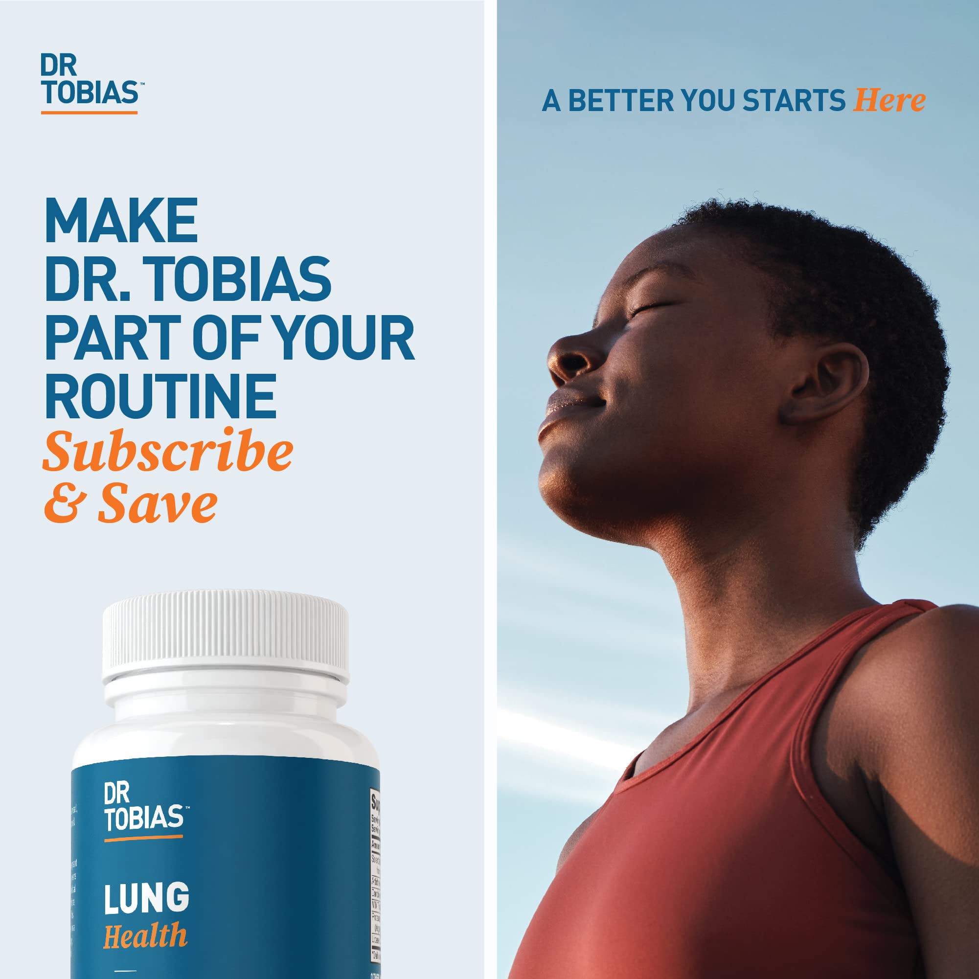 Dr. Tobias Lung Health, Lung Support Supplement with Vitamin C, Butterbur, Quercetin & Bromelain, Lung Cleanse & Detox Formula for Bronchial & Respiratory System, Non-GMO, 60 Capsules, 60 Servings