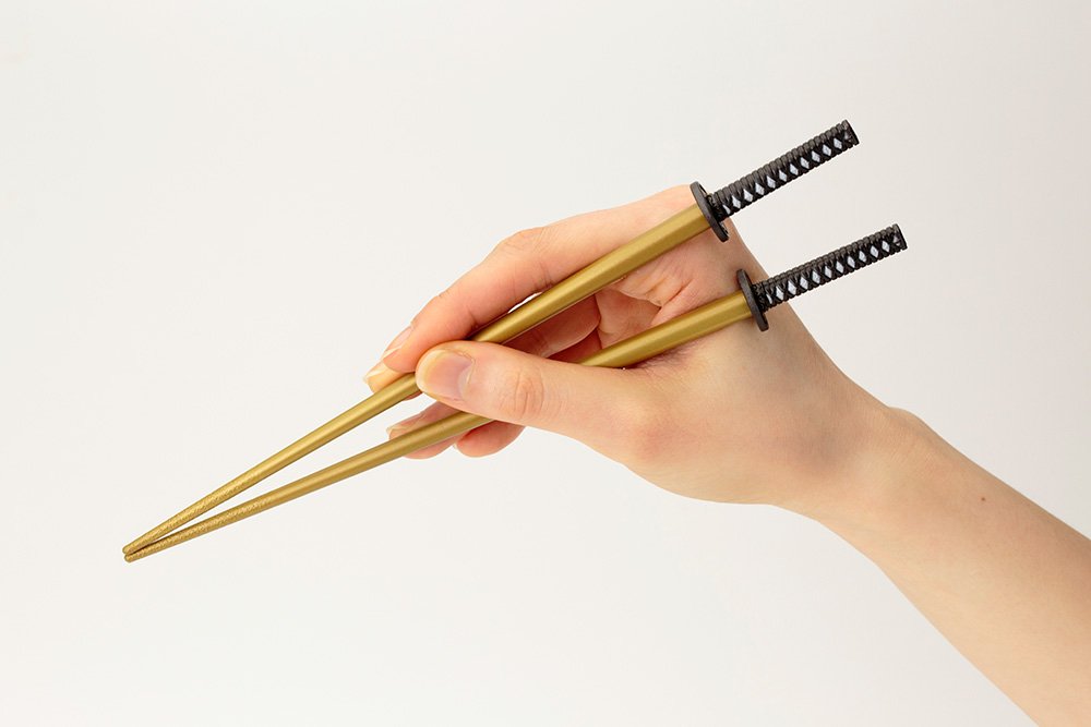 Japanese Samurai Katana Chopsticks - Three Heros (Ieyasu Tokugawa) / with a sword stool type chopstick rest