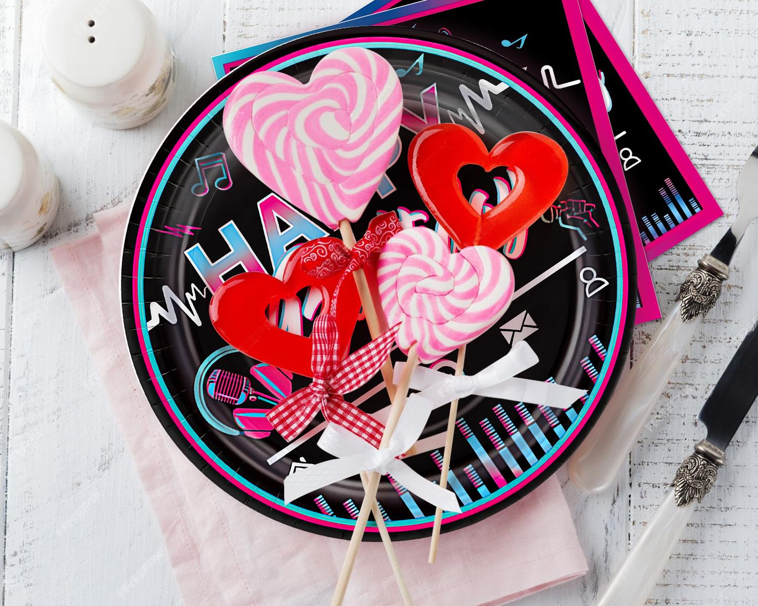 PYCALOW Music Theme Party Decorations Tableware - Music Notes Party Decorations, Paper Plate, Napkin, Cup, Disposable Cutlery, Music Birthday Baby Shower Party Supplies Dinnerware | 20 Guests