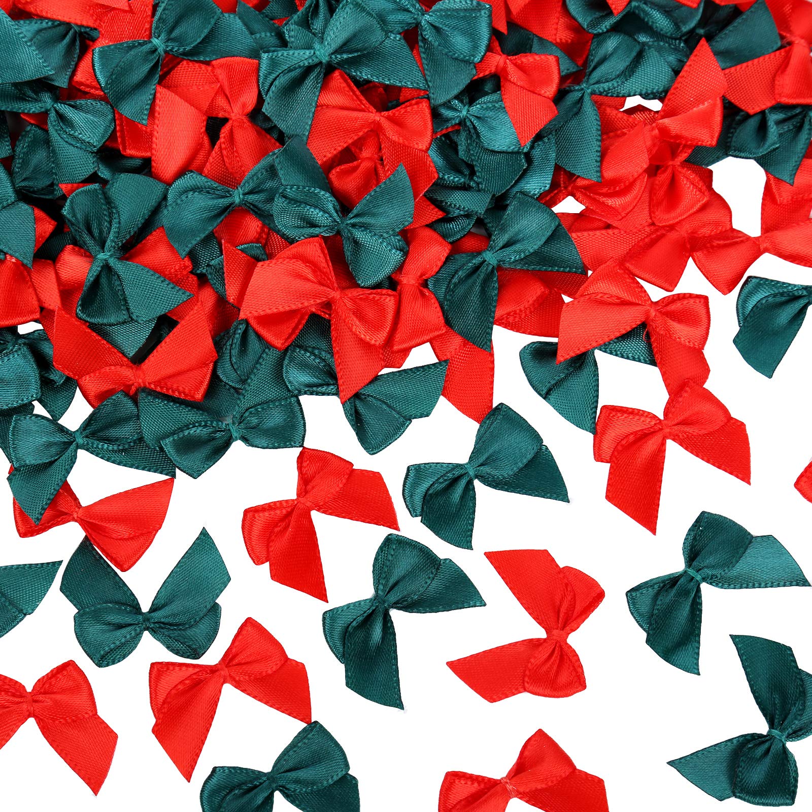 WHQXFDZ 160 Pieces Mini Red and Green Ribbon Bows Christmas Bows for Wedding Birthday Christmas Tree Crafts Home Decoration DIY Making(Red and Green)