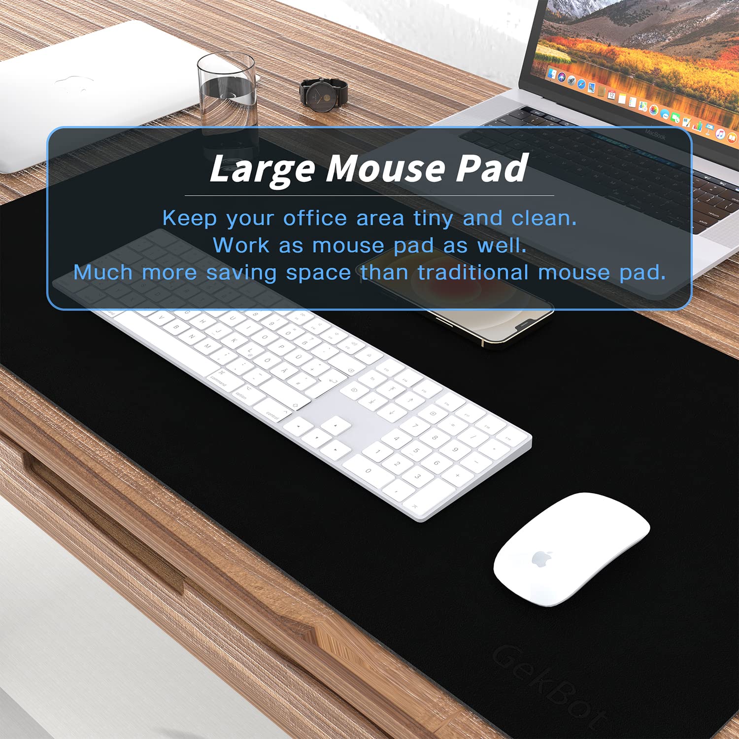 Gun Cleaning Mat, 31.5"x15.7" Desk Pad, Rifle Pistol Gun Mat, PU Leather, Non-Slip, Waterproof Workbench Mat, Large Desk Blotter Protector (Black)
