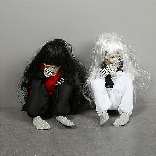 Halloween Crying Child Animatronics Outdoor Decor - Scary Skull Outside Halloween Yard Props Decoration,Spooky Halloween Animatronics with Horrible Weep