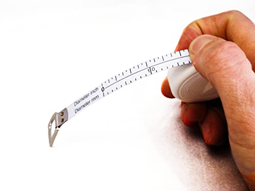 Meterex Diaflex Diameter Tape Measure with Flexible Steel Blade and Plastic Case, Dual Reading in CM and Inches with 2m Range and Blank Space Before Zero - Measure Diameter of Trees and Pipes