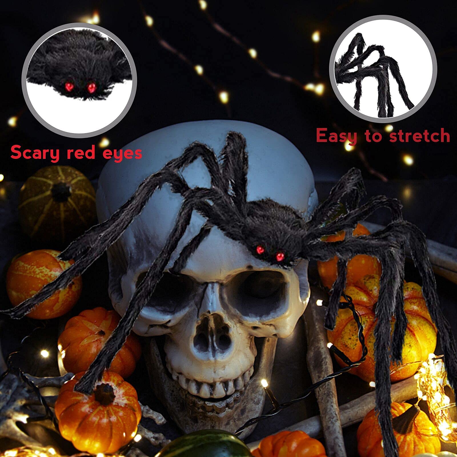 Halloween Decorations Outdoor 16 FT Giant Halloween Spider Web + 50" Large Spider, Triangular Huge Spider Web and Stretch Cobwebs Outdoor Halloween Decorations Yard Lawn Party Decor Props for Haunted