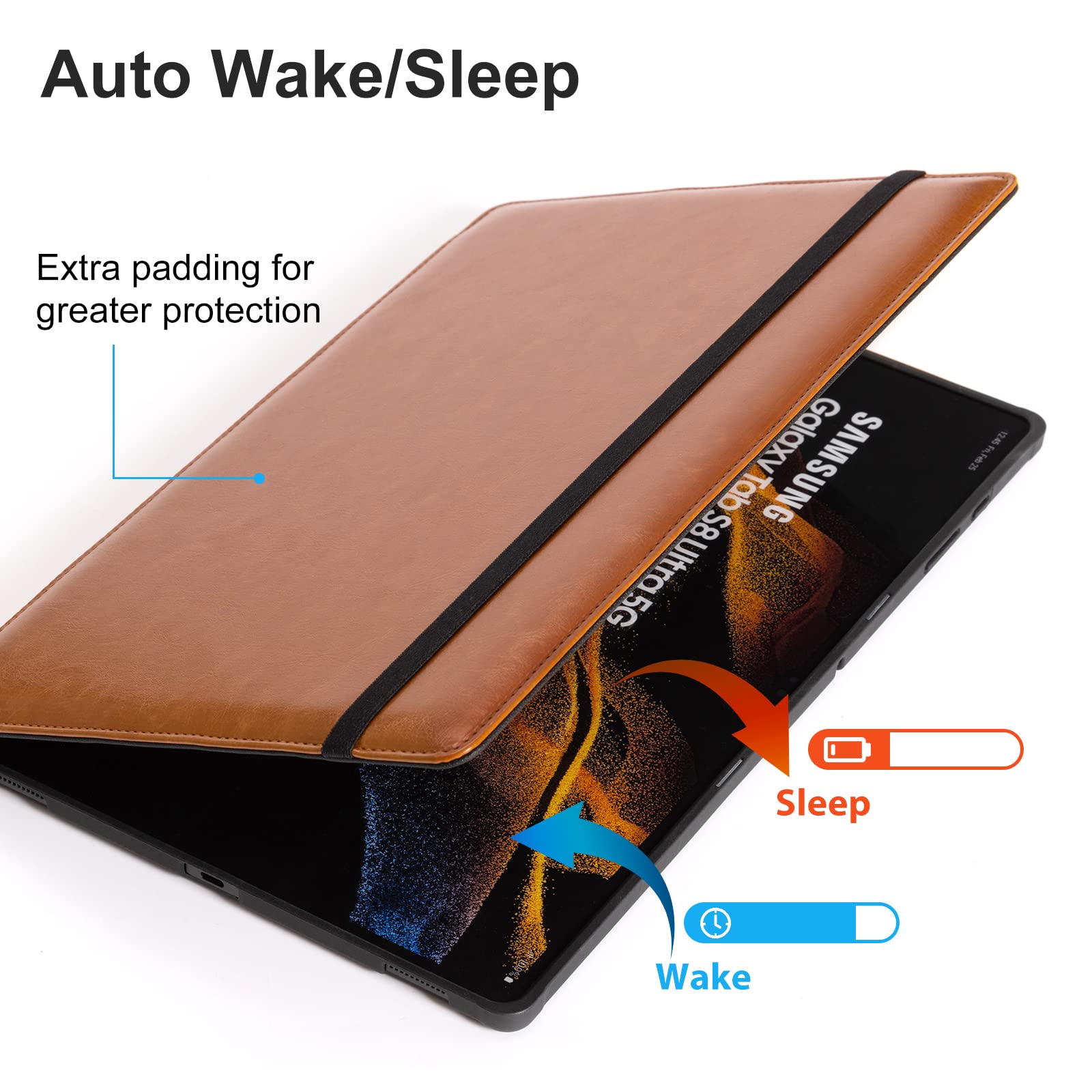 iDLEHANDS Case for Samsung Galaxy Tab S8 Ultra Case 2022 with S Pen Holder, Multi-Viewing Angles, All New PU Leather Smart Cover with Auto Sleep Wake for Galaxy Tab S8 Ultra Tablet