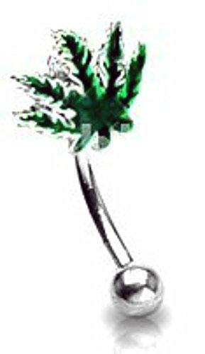 Eyebrow Ring Marijuana 16g Curved Pot Leaf Body Accentz Ho154