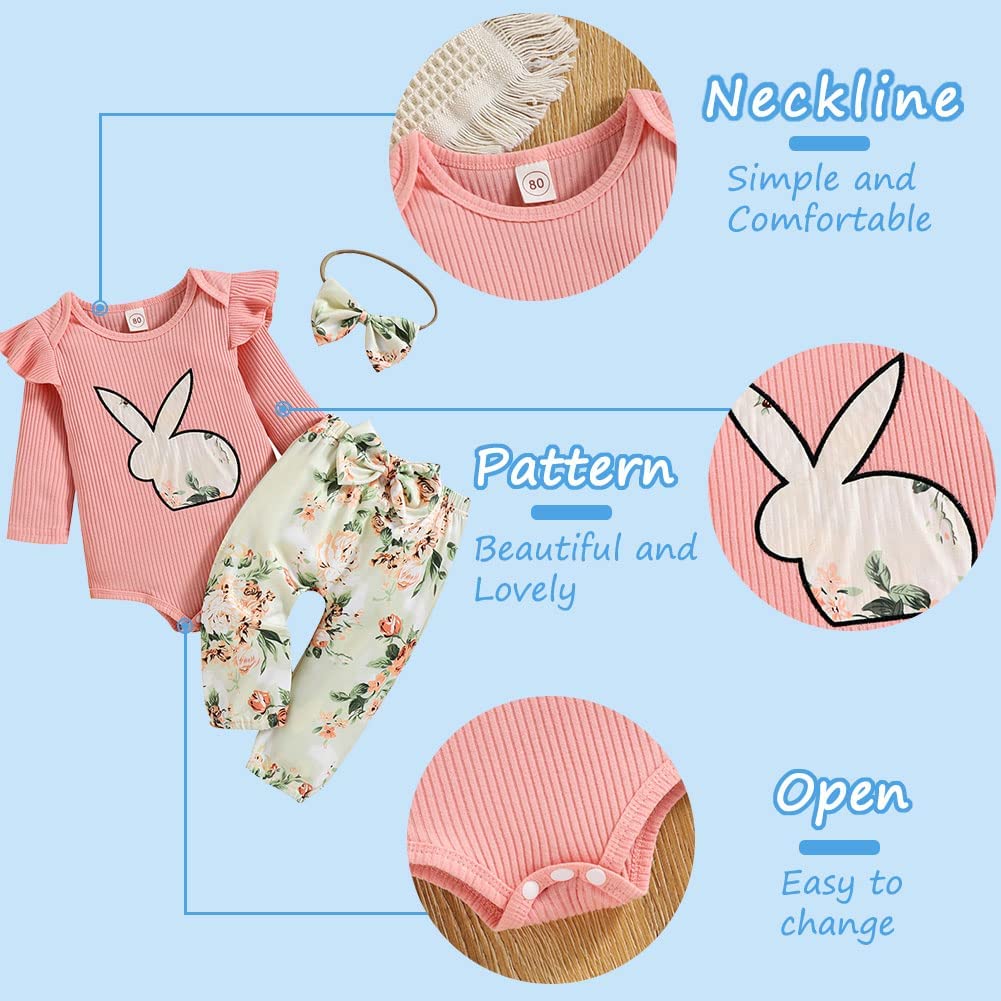 XIFAMNIY Baby Girls My 1st St.Patrick Day/Easter Day Outfit Newborn 4Pcs Pants Set