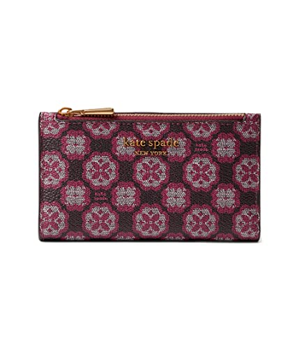 Kate Spade New York Spade Flower Monogram Coated Canvas Small Slim Bifold Wallet Garnet Rose Multi One Size
