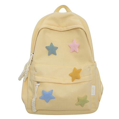 MININAI Y2K Aesthetic Backpack Preppy Backpack Cute Trendy Star Backpack Laptop Backpack Back to College Supplies (Yellow,One Size)