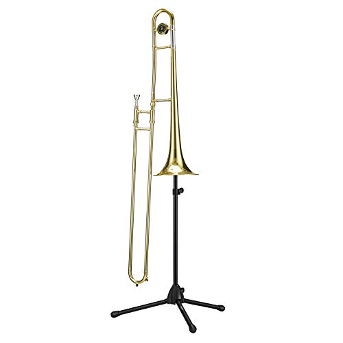 Eastar Tenor/Bass Trombone Stand Holder Heavy-duty, Portable Adjustable Stand Bracket Set with Carrying Bag, Black, EST-002