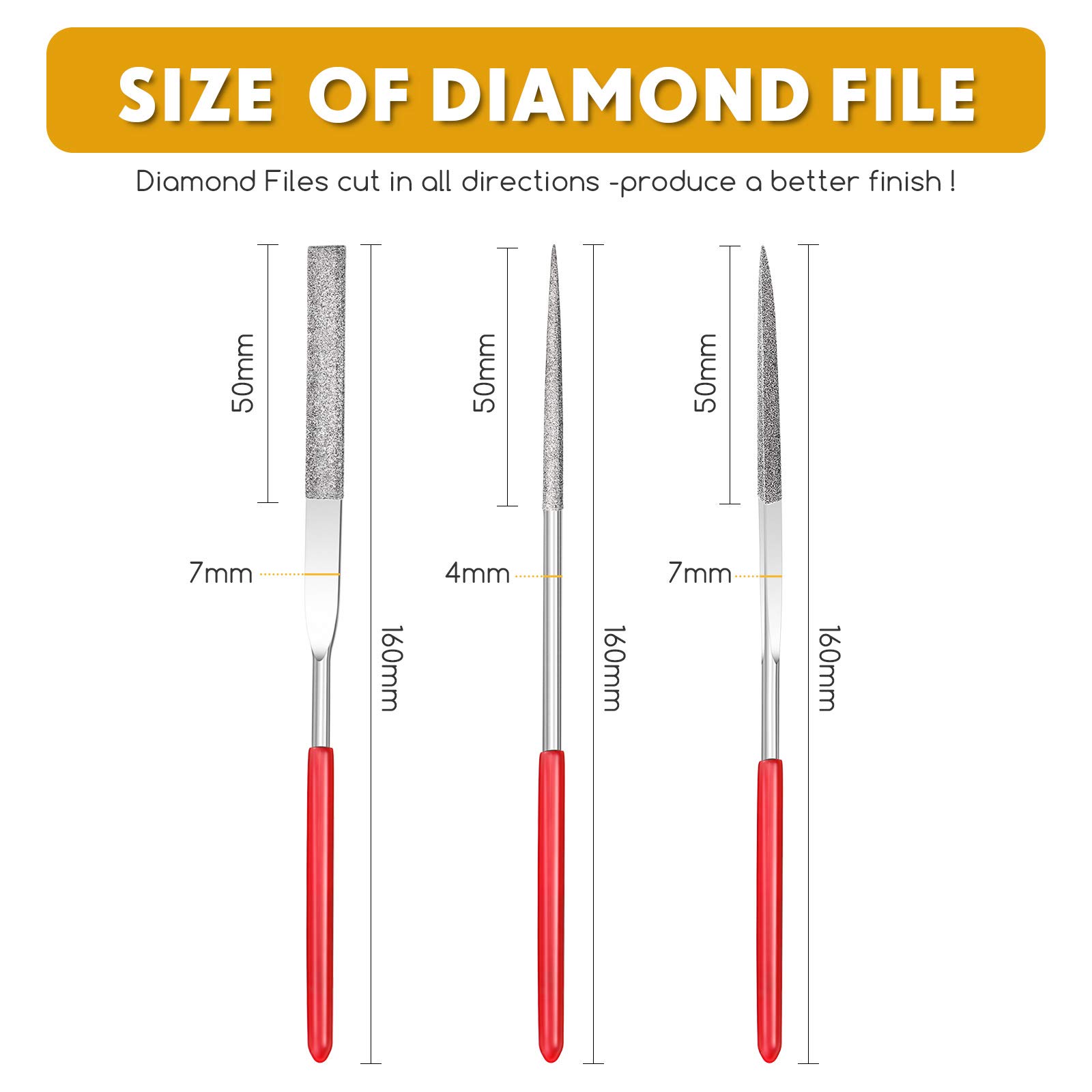 Miniature and Model Files, Includes Diamond File Set (Round, Flat and Triangular, 9 Piece)