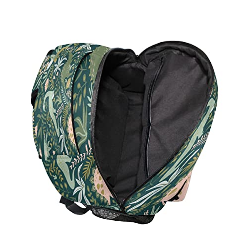 senya School Backpack Dinosaurs and Tropical Leaves Teens Girls Boys Bookbags Travel Schoolbag