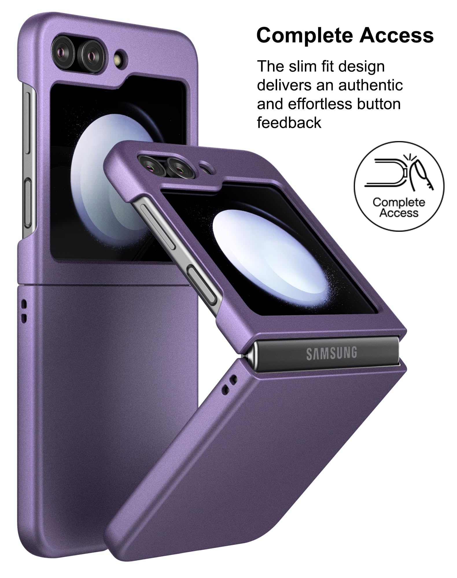 Eastcoo Slim Fit Galaxy Z Flip 5 Case, [Hard PC Back] [Frosted Feel] [Wireless Charging Support] Lightweight Shockproof Case Cover for Samsung Galaxy Z Flip5 (2023), Purple