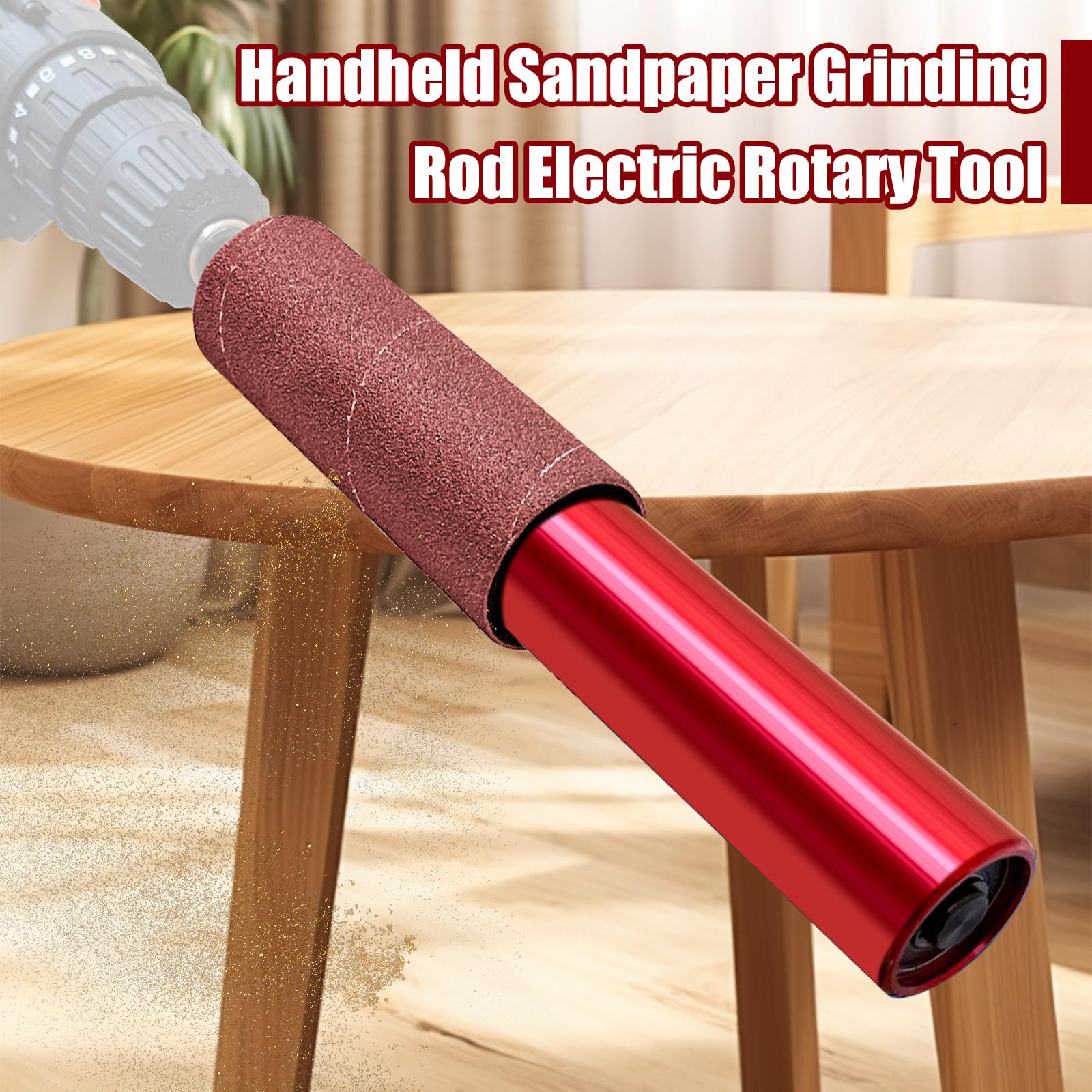 Spindle Sander Adapter for Power Drill, Hand-Held Rubber Sanding Drum, Universal Hexagonal Attachment for Power Drill Chuck