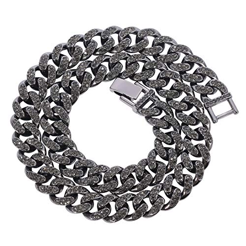 rongji jewelry Cuban Link Necklace for Men - Hip Hop Necklace Iced Out with Bling Rhinestones, Fashion Accessory for Hip Hop Lovers