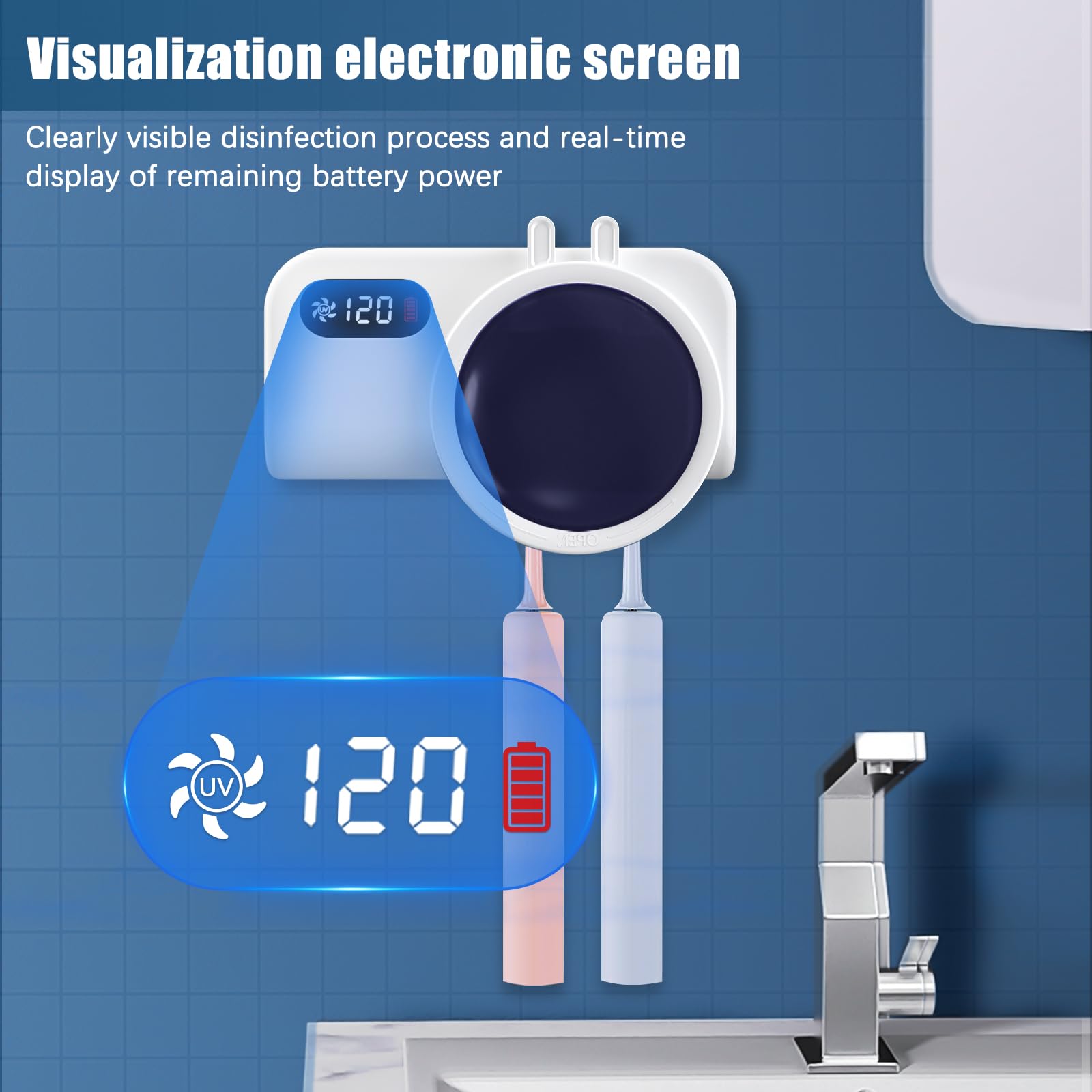 TAISHAN UV Sanitizer Toothbrush Case,Portable Mini Toothbrush Holder with Fan Drying Function,Kills 99.9% of Germs,Fits All Toothbrushes for Electric and Manual,Safety Feature for Home and Travel