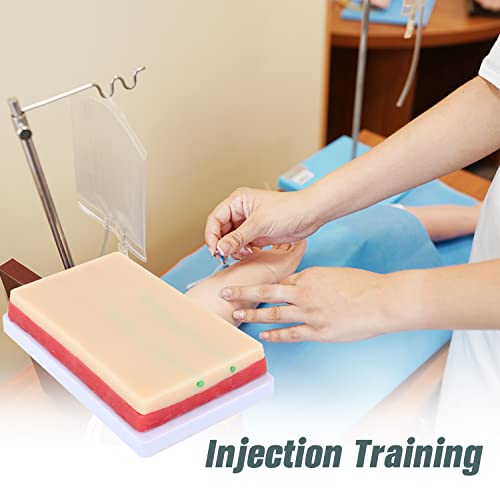 RONTEN Injection Training Pad Model, Silicone Human Skin Model, Repeatable Training Injections, Sutures, Embedding 4 Veins and 3 Skin Layers