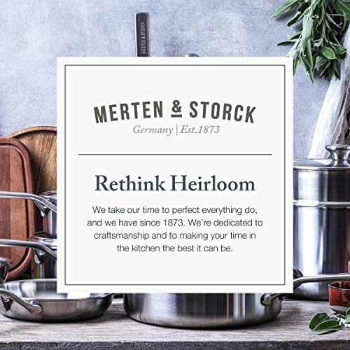 Merten & Storck Tri-Ply Stainless Steel 10" & 12" Frying Pan Skillet Set with Glass Lids, Professional Cooking, Multi Clad, Drip-Free Pouring Edges, Browning, Induction, Durable,Oven & Dishwasher Safe