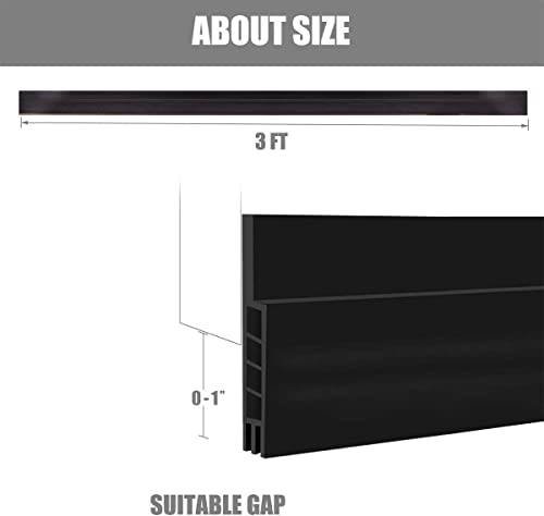 Suptikes 2 Pack Door Draft Stopper,Door Sweep for Exterior & Interior Doors,Door Bottom Seal Dust and Noise Insulation Weather Stripping Draft Guard Insulator, 1-4/5" W x 37" L,Black