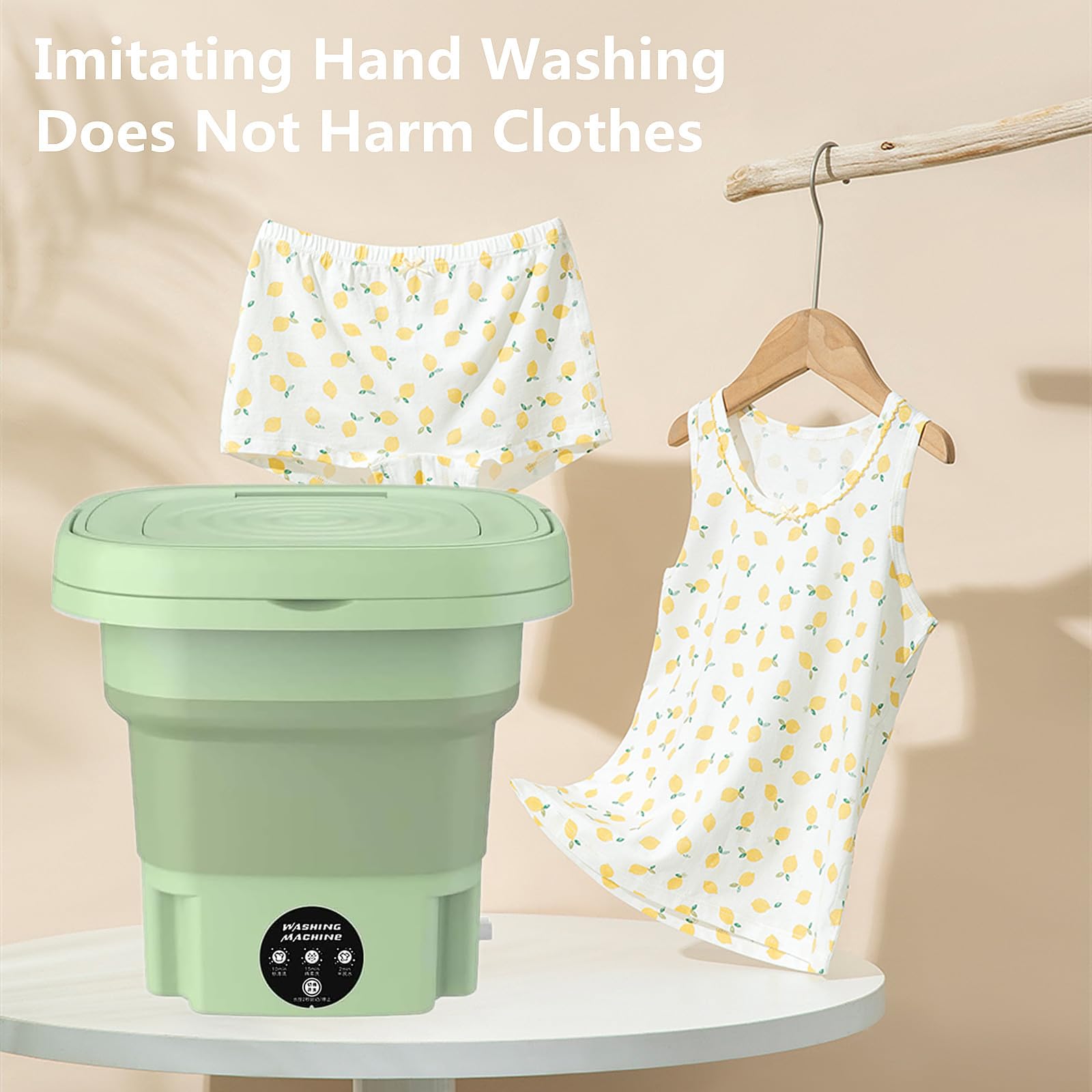 Portable Washing Machine,High Capacity Mini Washer with 3 Modes,Foldable Deep Cleaning Half Automatic Washt Suitable for Washing Small Pieces of Clothing, Baby Clothes,Underwear,Socks(Green)