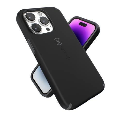 Speck iPhone 14 Pro Case - Slim Phone Case with Drop Protection, Scratch Resistant with Soft Touch for 6.1 inch iPhone 14 Pro Case - Dual Layer Case, Black/Slate Grey CandyShell Pro