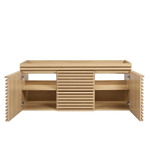 Modway Render 48" Double Sink Compatible (Not Included) Bathroom Vanity Cabinet in Oak
