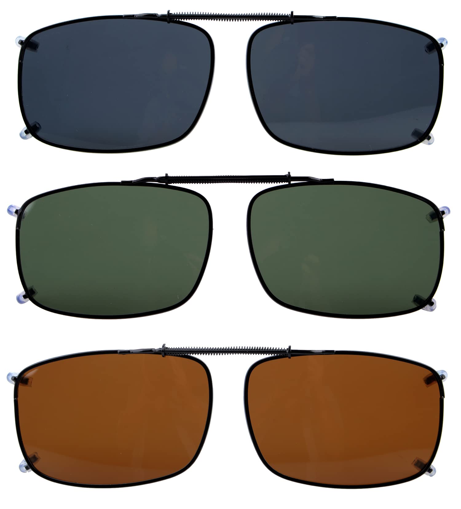 Eyekepper Wide Lens 3-pack Clip-on Polarized Sunglasses 57 * 39MM