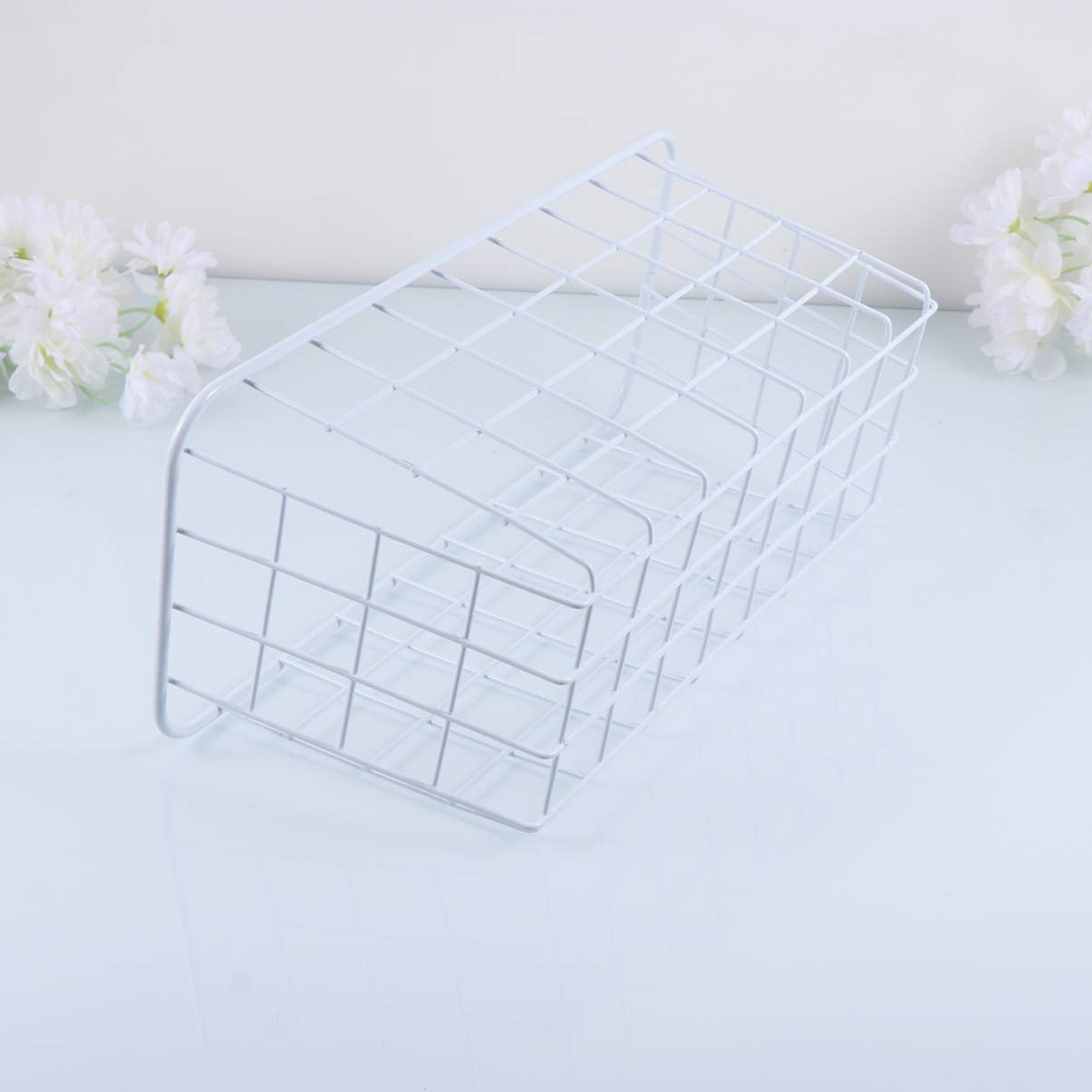 Hemoton Wire Storage Basket Metal Hanging Basket Door Baskets Organizer Black Hanging Shelves Cabinet Storage Basket Wire Baskets Organizing Black Baskets White Barbed Wire Wall-mounted