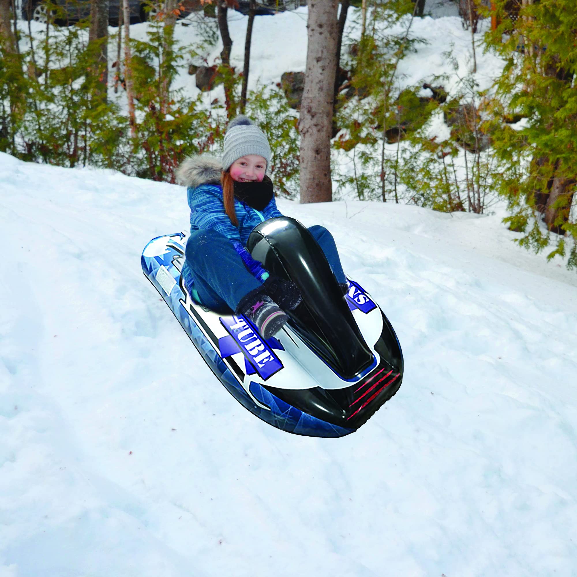 Go! Zone - Racer Snow Sled for Kids, Inflatable Snow Mobile, Heavey Duty Snow Tube