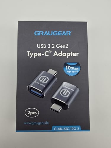 GRAUGEAR USB C to USB Adapter Pack of 2, 10Gbps Data Transfer, USB C Male to USB A Female Adapter 10Gbps, Compatible with PC, Laptop, MacBook, iPhone, iPad, Apple Watch, USB Charger, Type C Devices