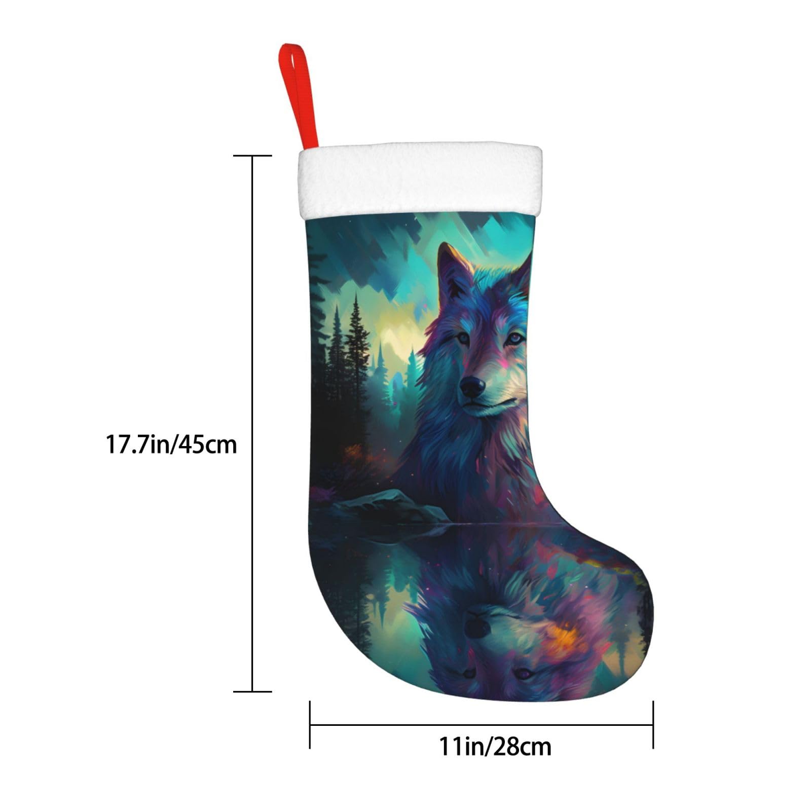 FYCFSLMY Native American Indians and Wolves Large Christmas Stockings, Xmas Tree Fireplace Hanging Decorations for Home Holiday Decor